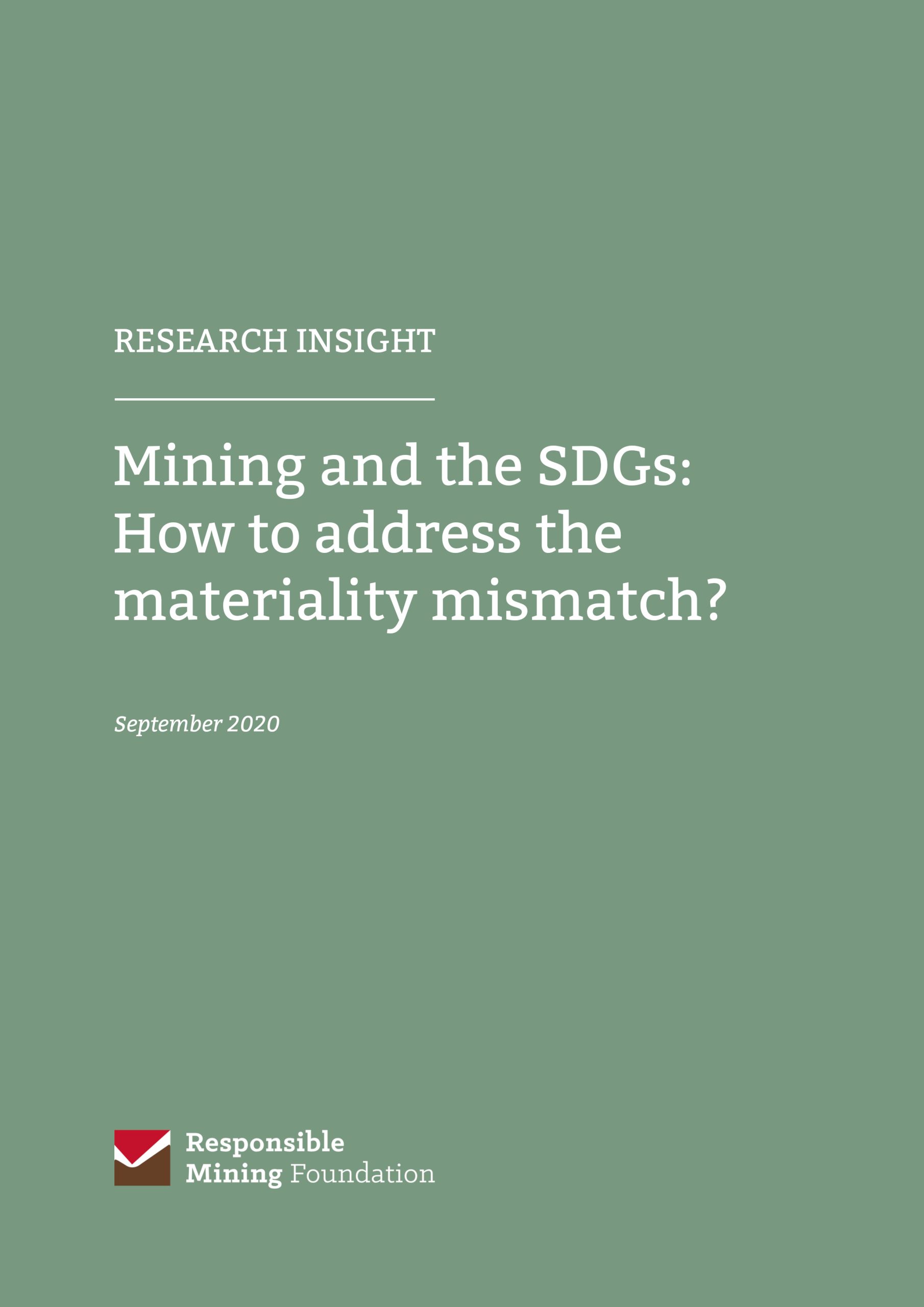 Mining and the SDGs: how to address the materiality mismatch? - Responsible Mining Foundation - RMF