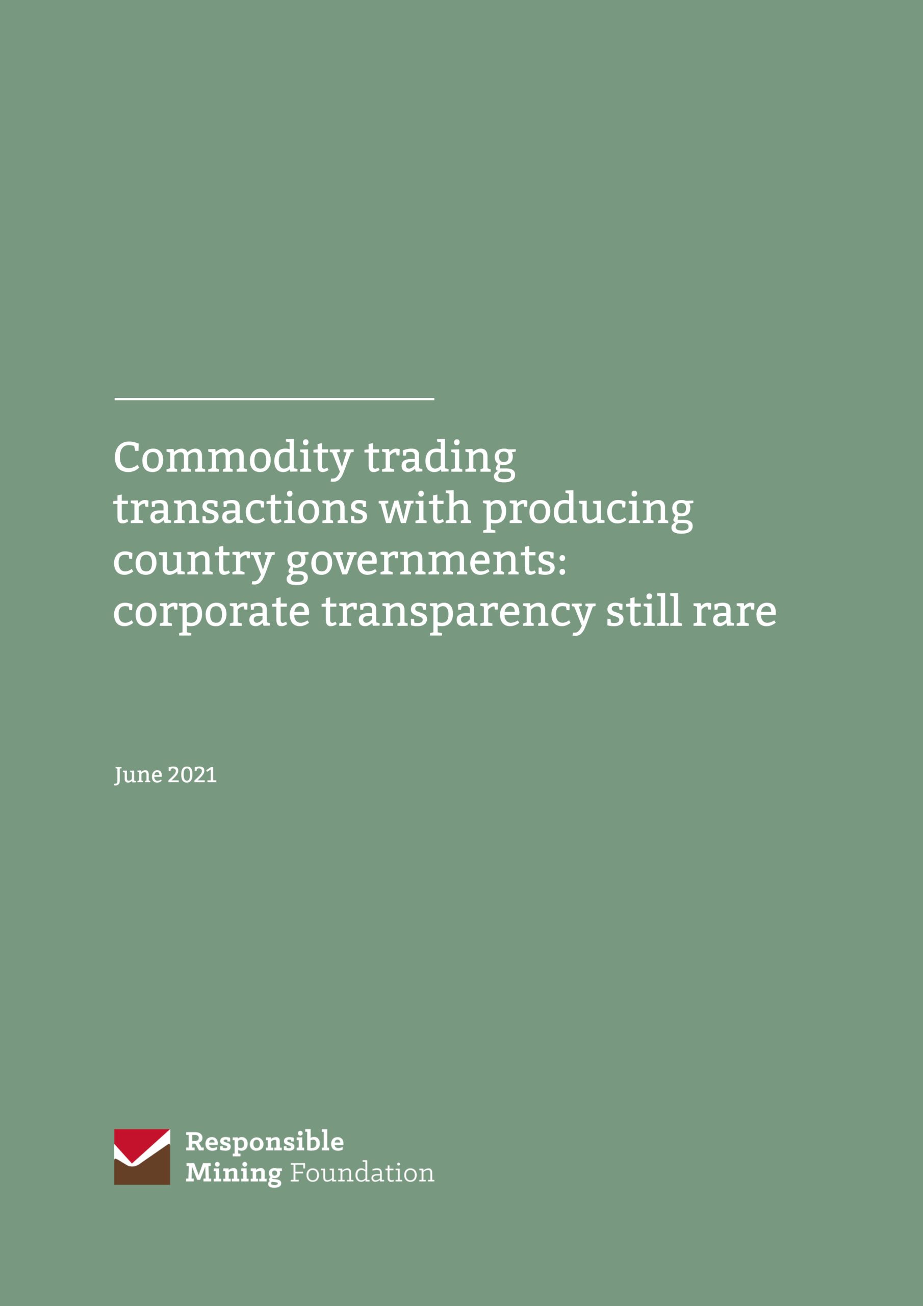 Commodity trading transactions with governments: corporate transparency ...